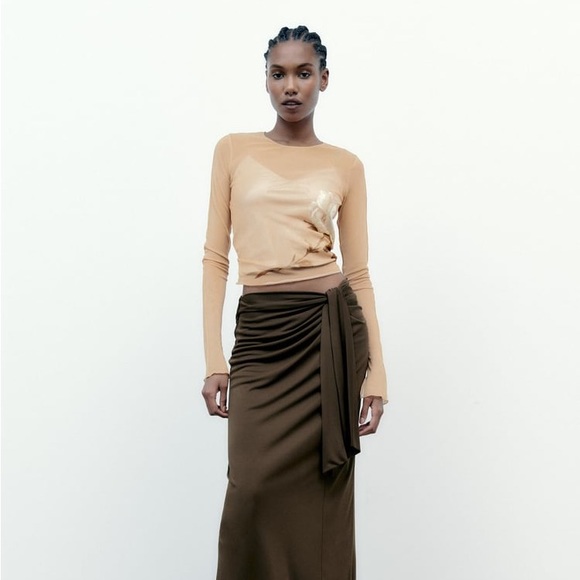 Zara | Tops | Printed Tulle Top | Poshmark